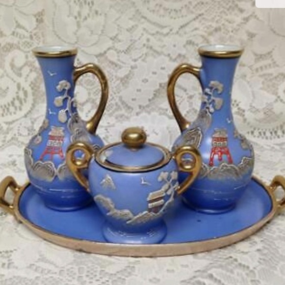 Dining | 192s Japan Rare Moriage Variant Gaudy Blue Willow 5pc ...